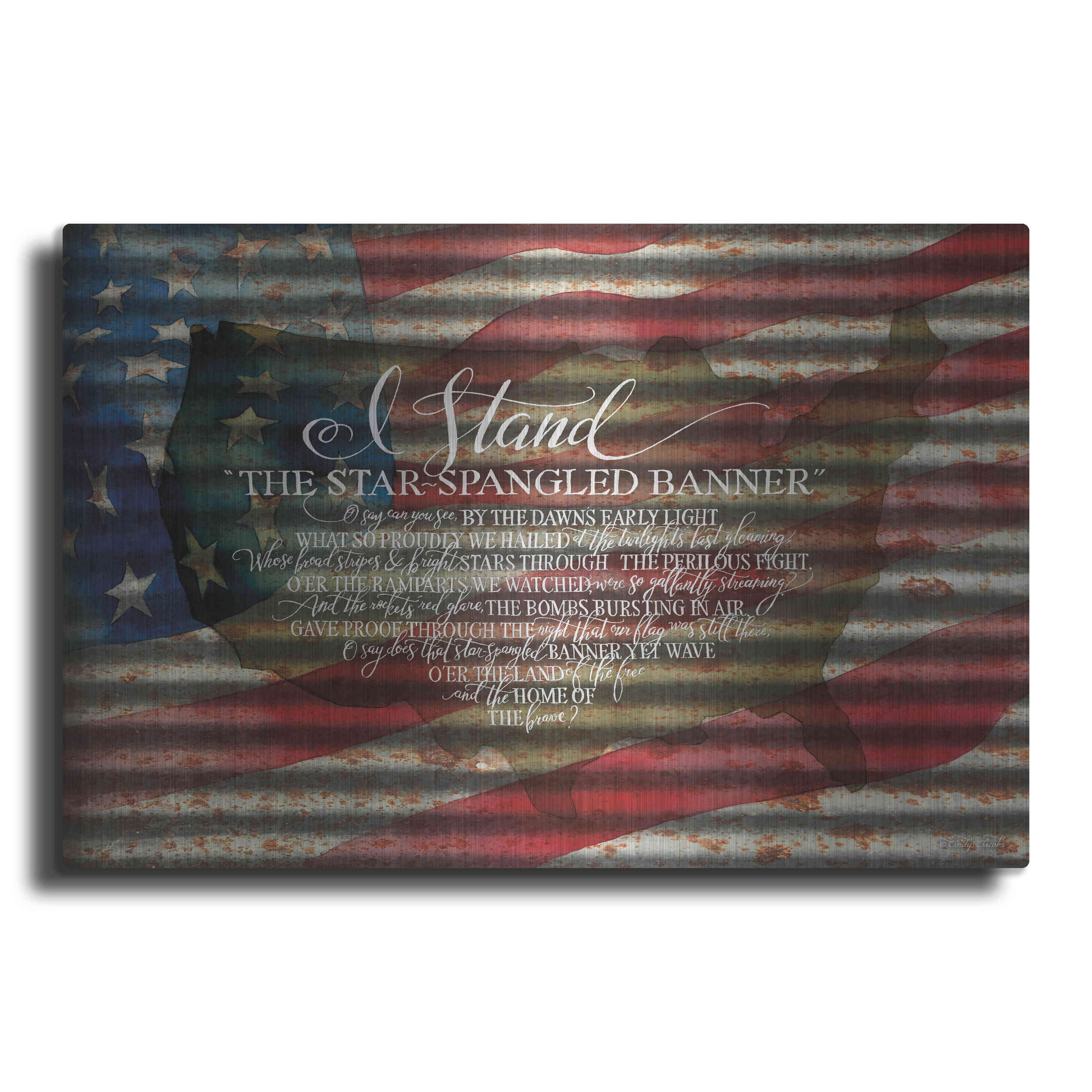 Alcott Hill® " I Stand American Flag On Metal " by Cindy Jacobs | Wayfair