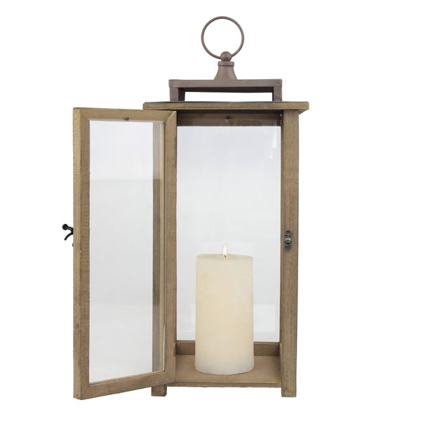 Gracie Oaks Wood Tabletop Lantern & Reviews | Wayfair