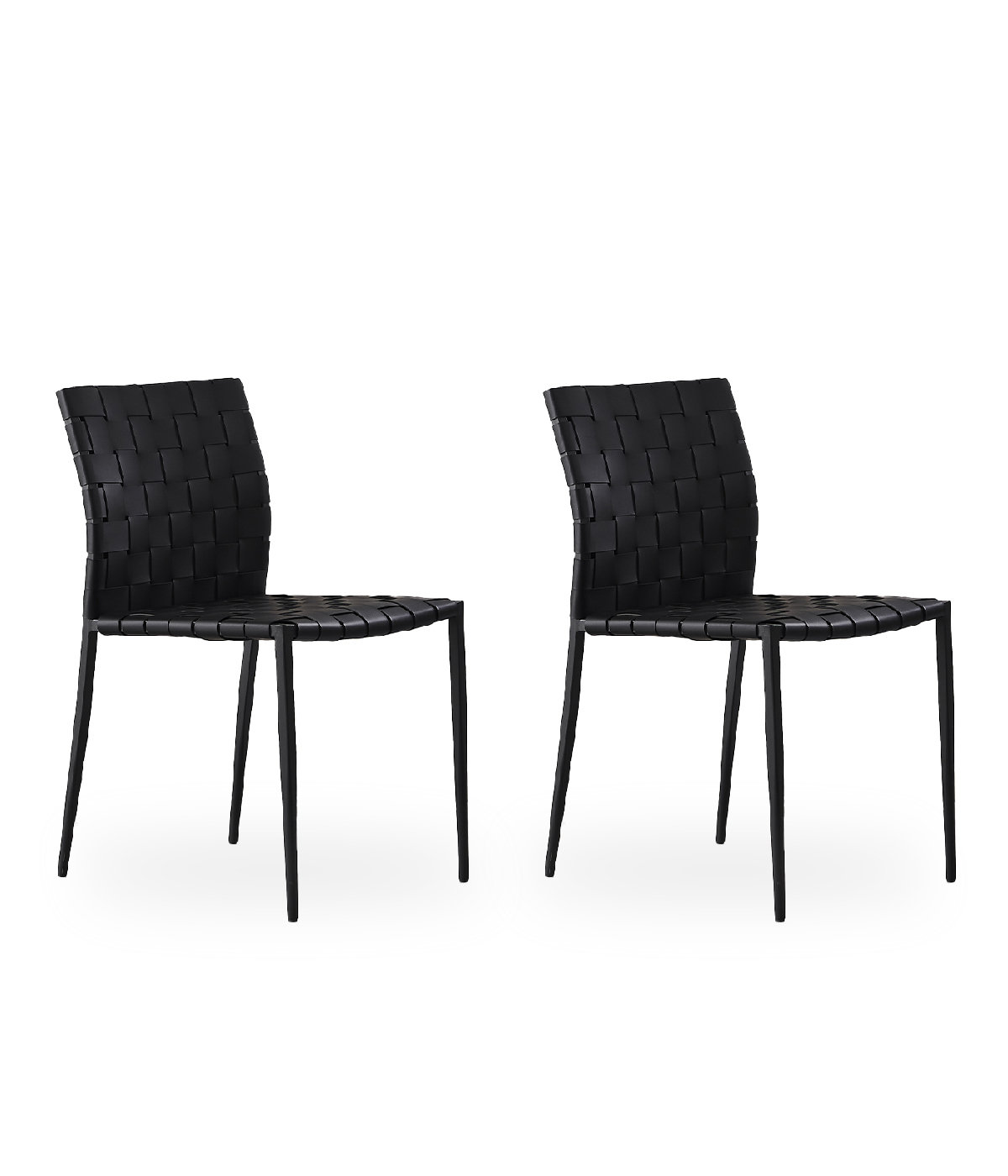 Stella Trek Italian Minimalist Saddle Leather Woven Back Dining Chair ...