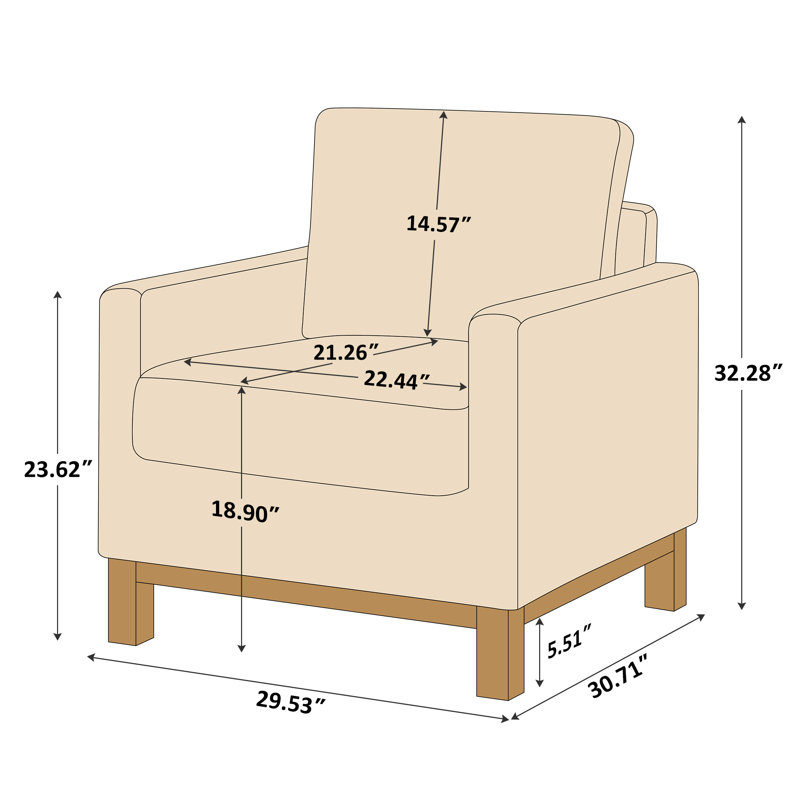 Ebern Designs Deodhar 29.53" Small Arm Living Room Comfy Accent Chairs ...
