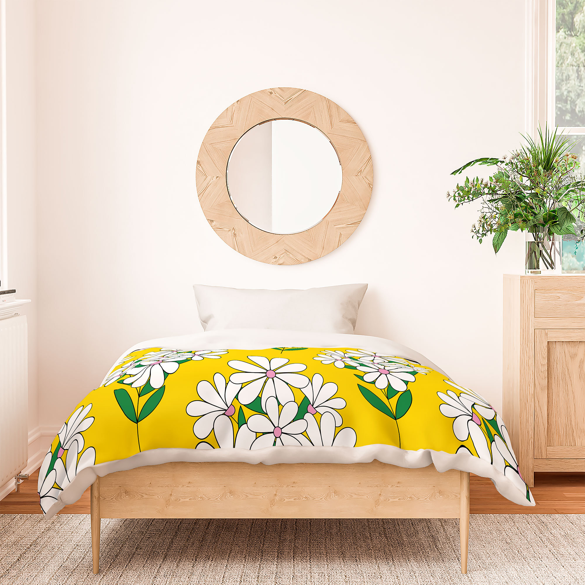 Deny Designs Jenean Morrison Yellow/White/Green Standard Cotton Duvet ...