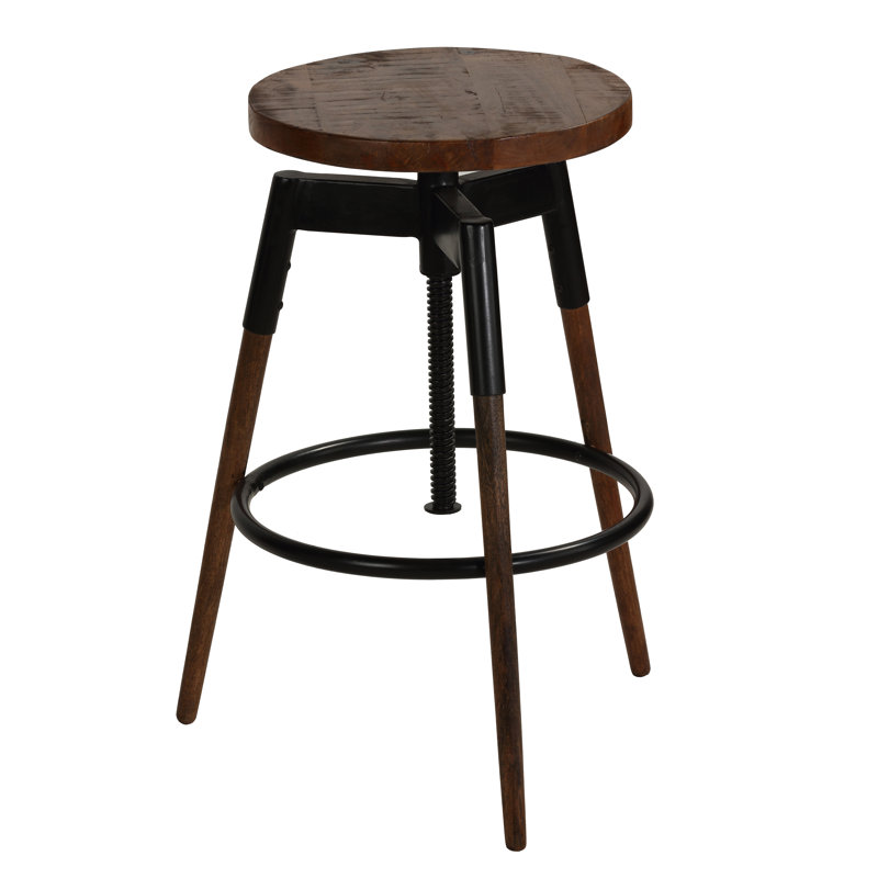 Williston Forge Melra Swivel Solid Wood Adjustable Height Stool | Wayfair
