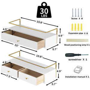 Mercer41 Floating Shelves For Wall Storage, Wall Mounted Bathroom Shelf ...