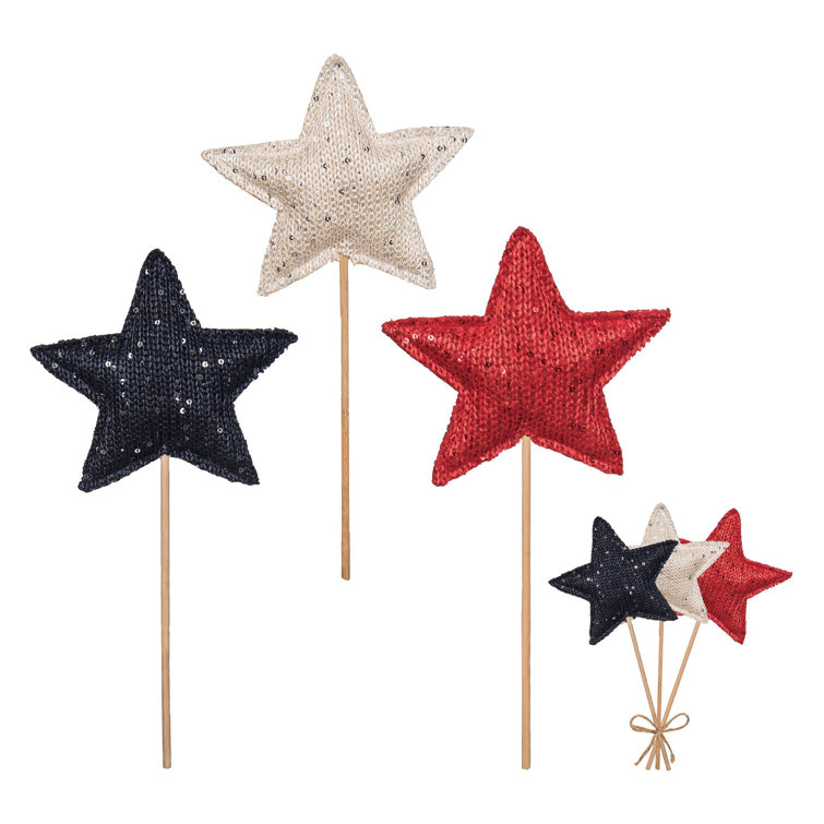 Mercer41Plush Americana Star Pick Set of 3 Home Decorations Patriotic ...