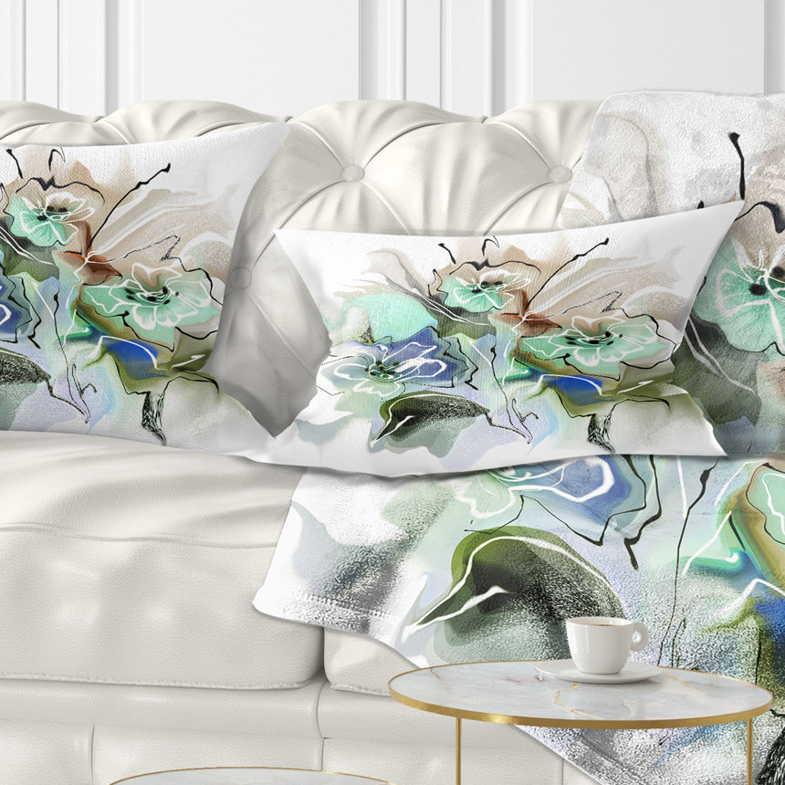 Design Art Textured Floral Watercolor - Floral Printed Throw Pillow ...