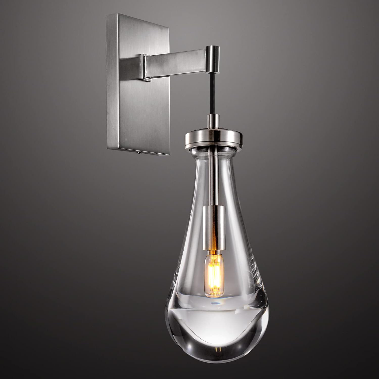 Co-t Modern Wall Sconces With Raindrop Design, Brushed Nickel Finish ...