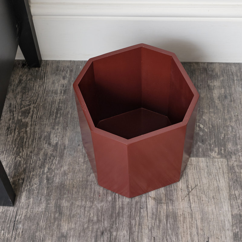 Corrigan Studio Oxblood Dark Wooden Octagonal Edge Waste Paper Bin ...