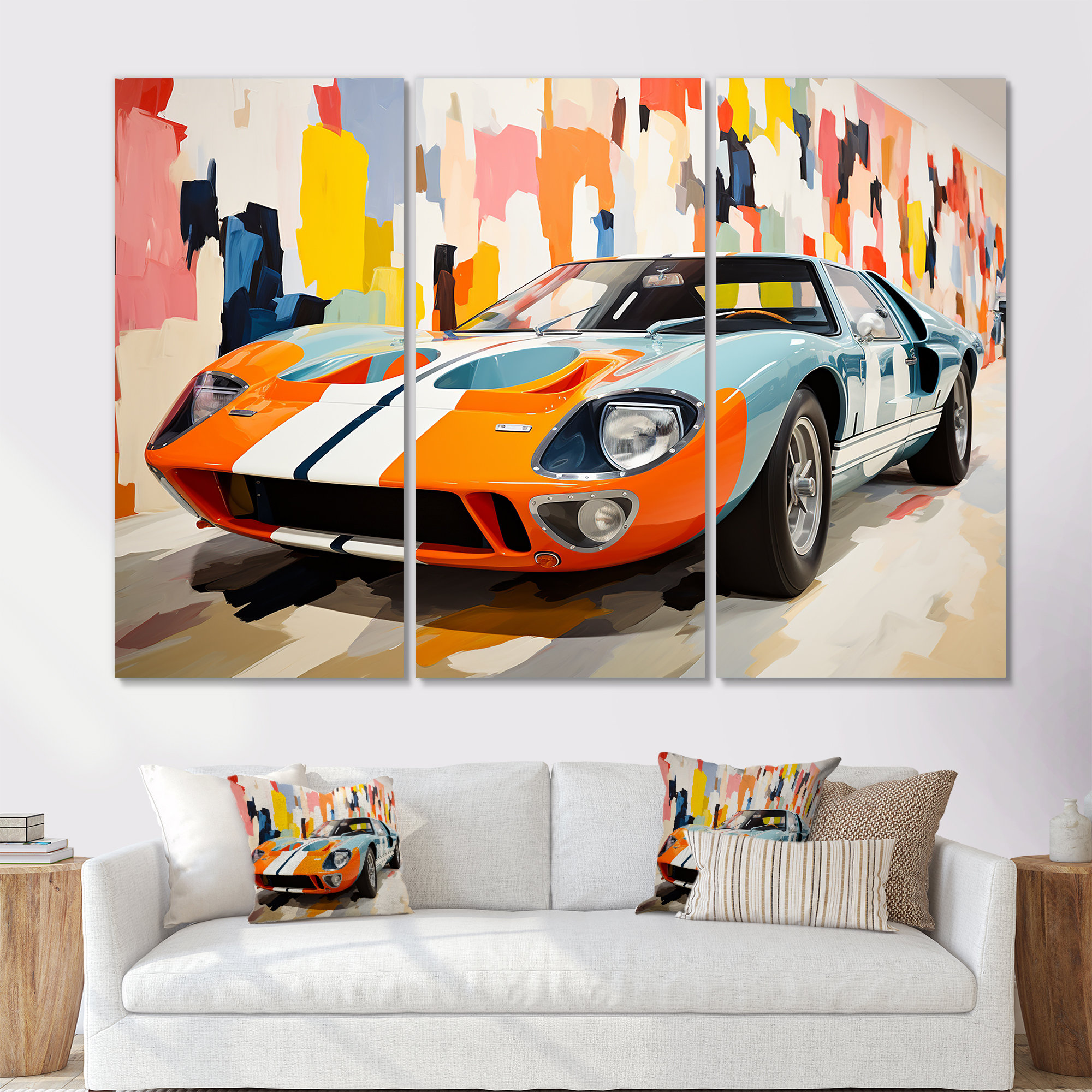 Ivy Bronx Orange Vintage American Gt Race Car - Race Tracks Wall Art ...