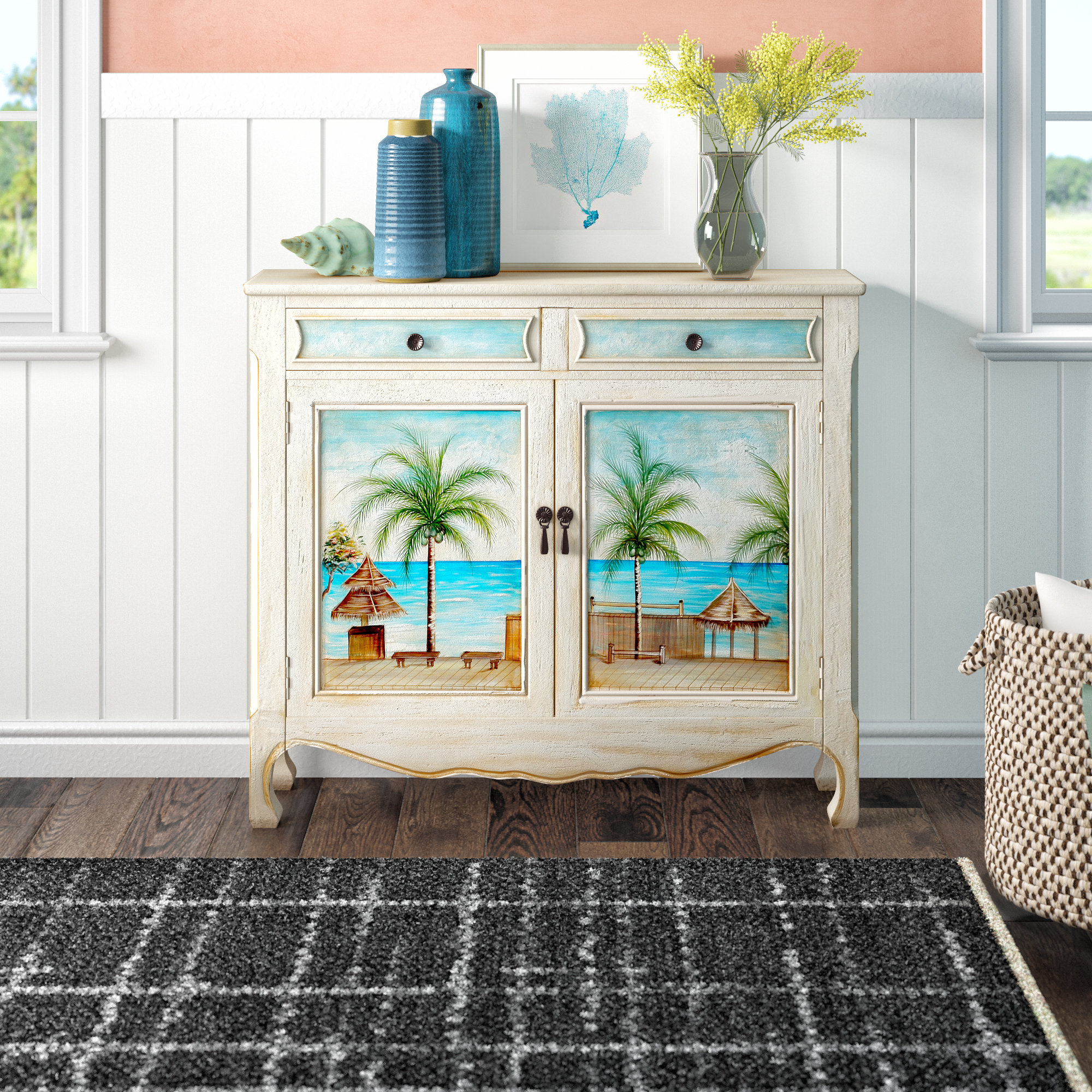 Beachcrest Home™ Baril 2 - Door Seascape Accent Cabinet & Reviews | Wayfair
