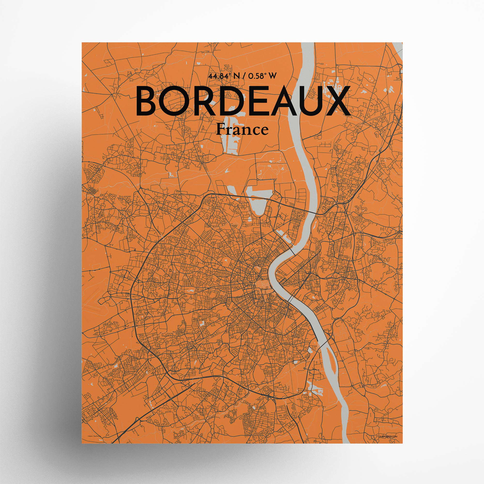 17 Stories Bordeaux City Map Graphic Art In Oranje - Wayfair Canada