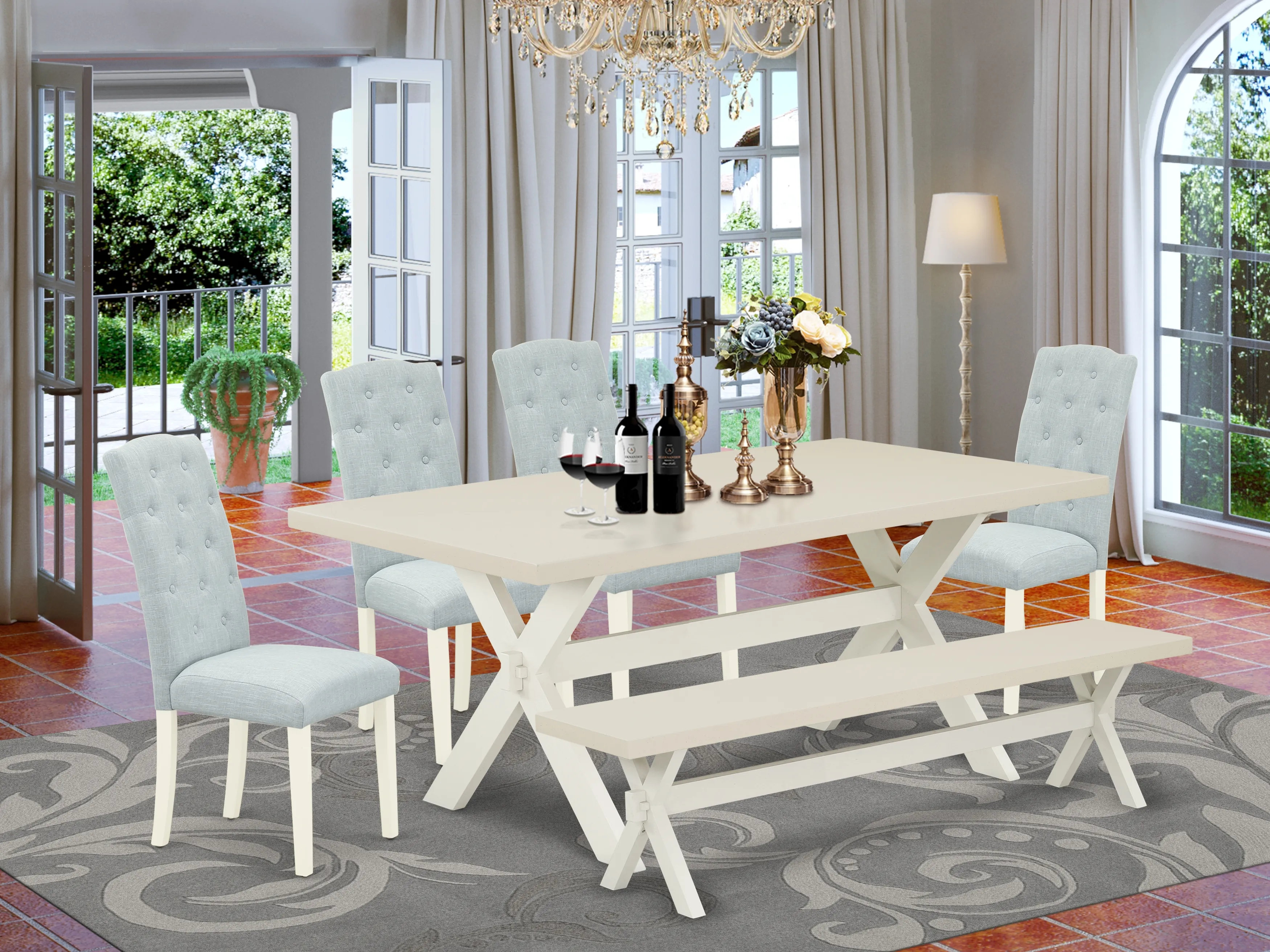 Wildon Home® Adelinde 5 - Person Rubberwood Solid Wood Dining Set | Wayfair