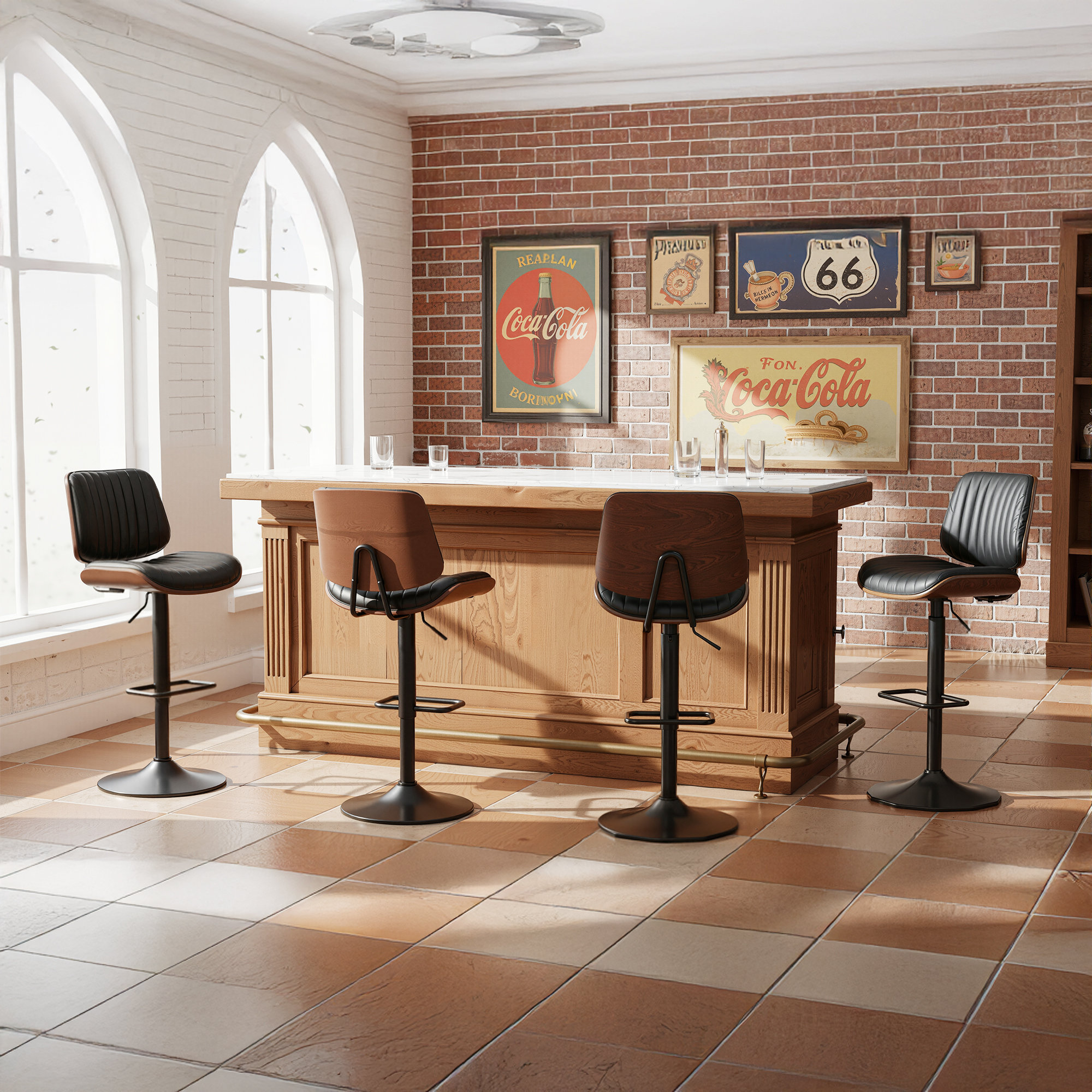 Hokku Designs Upholstered Swivel Counter Height Bar Stool with Height ...