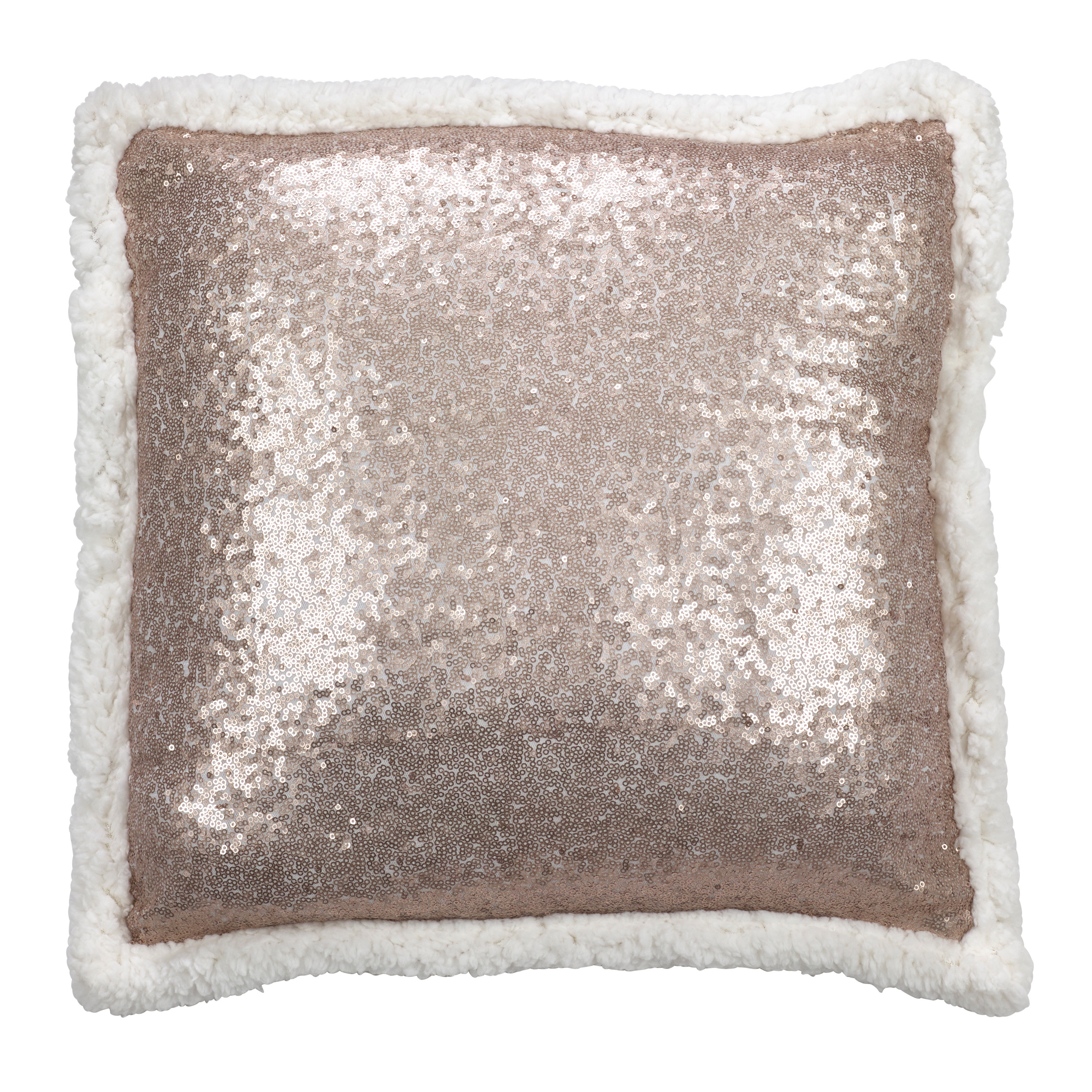Saro Paillette Shimmering Sequin with Sherpa Trim Throw Pillow ...