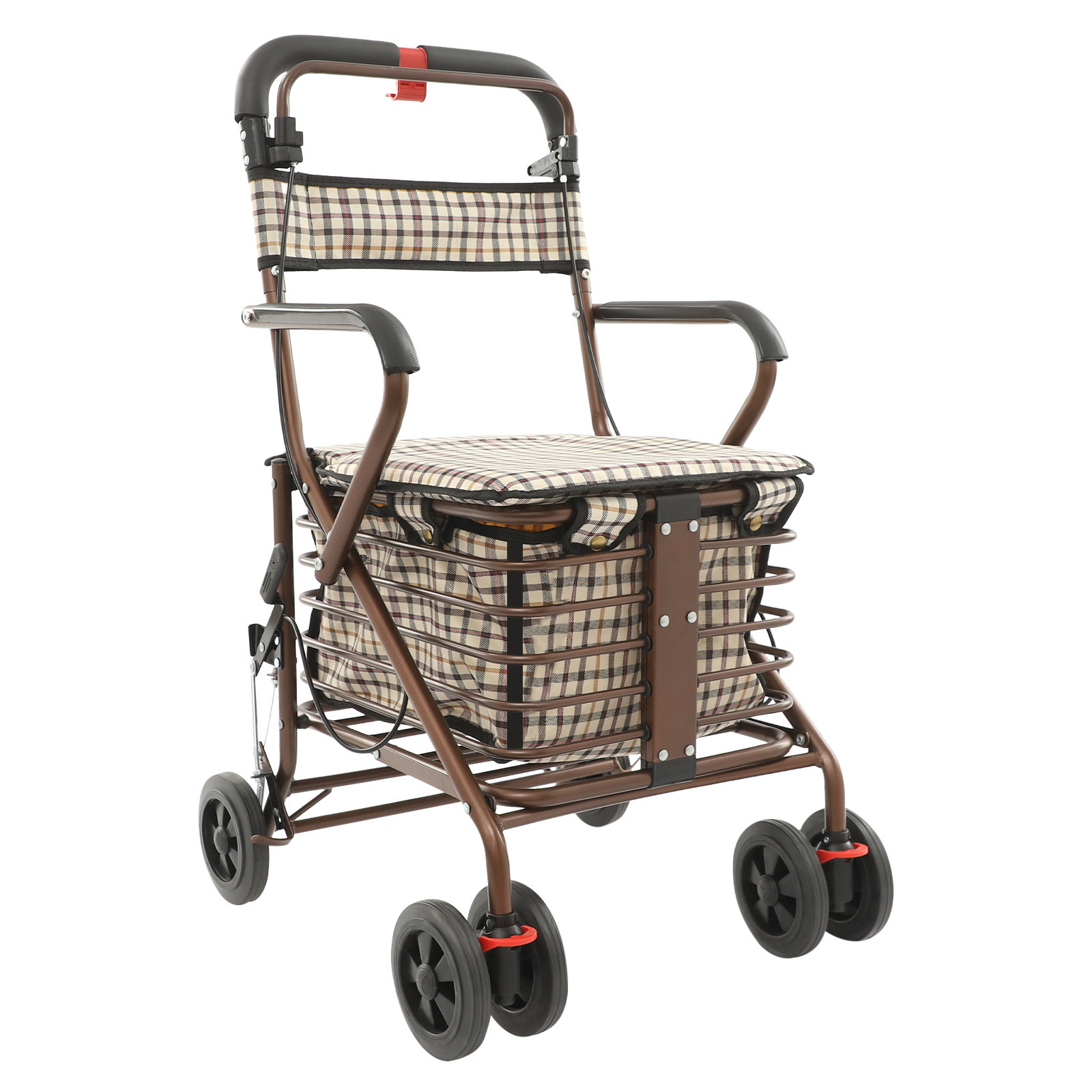 JOYDING Foldable Rolling Walker For Seniors, Storage Cart For Olders ...