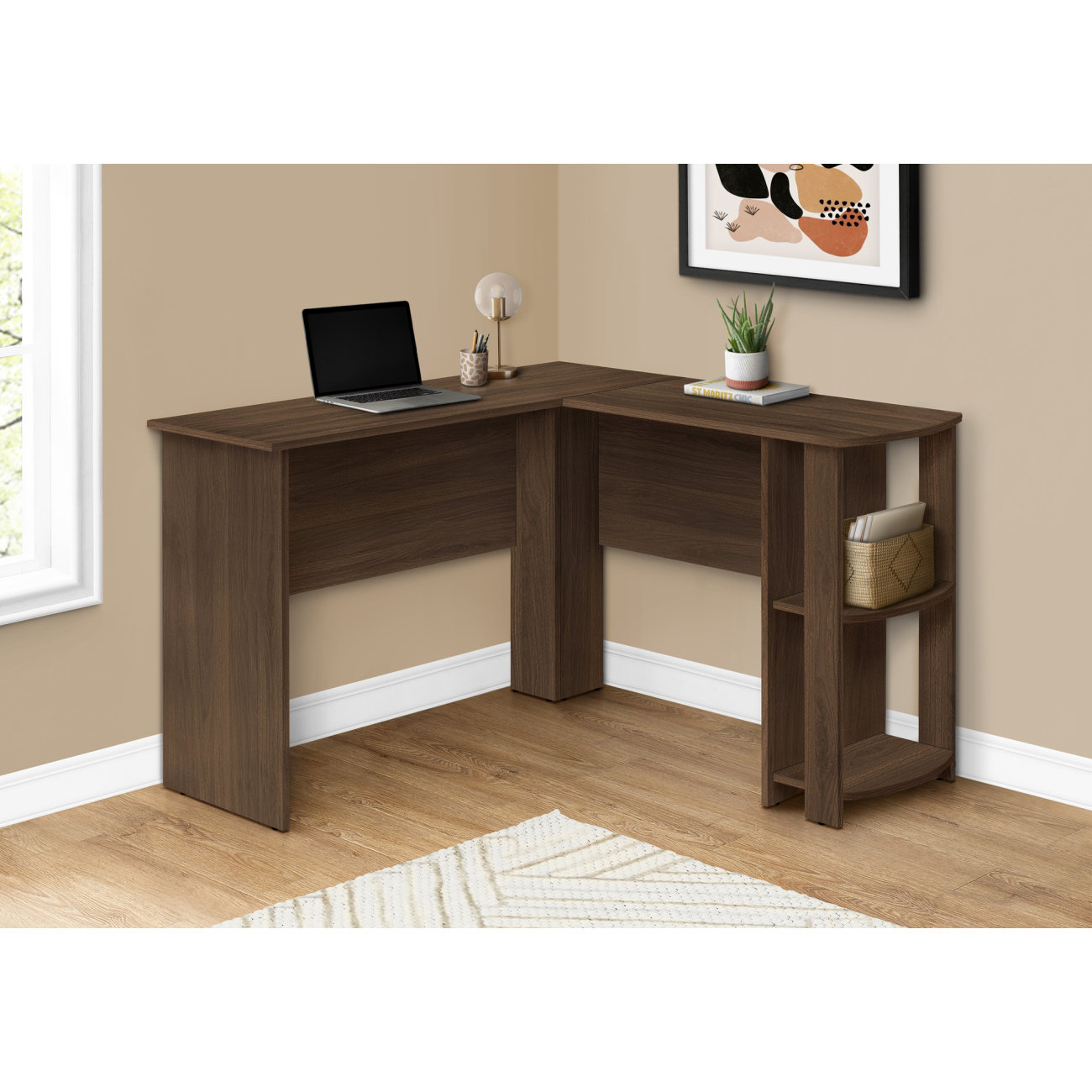 Lipoton Computer Desk, Home Office, Corner, Storage Shelves, 48"L, L ...
