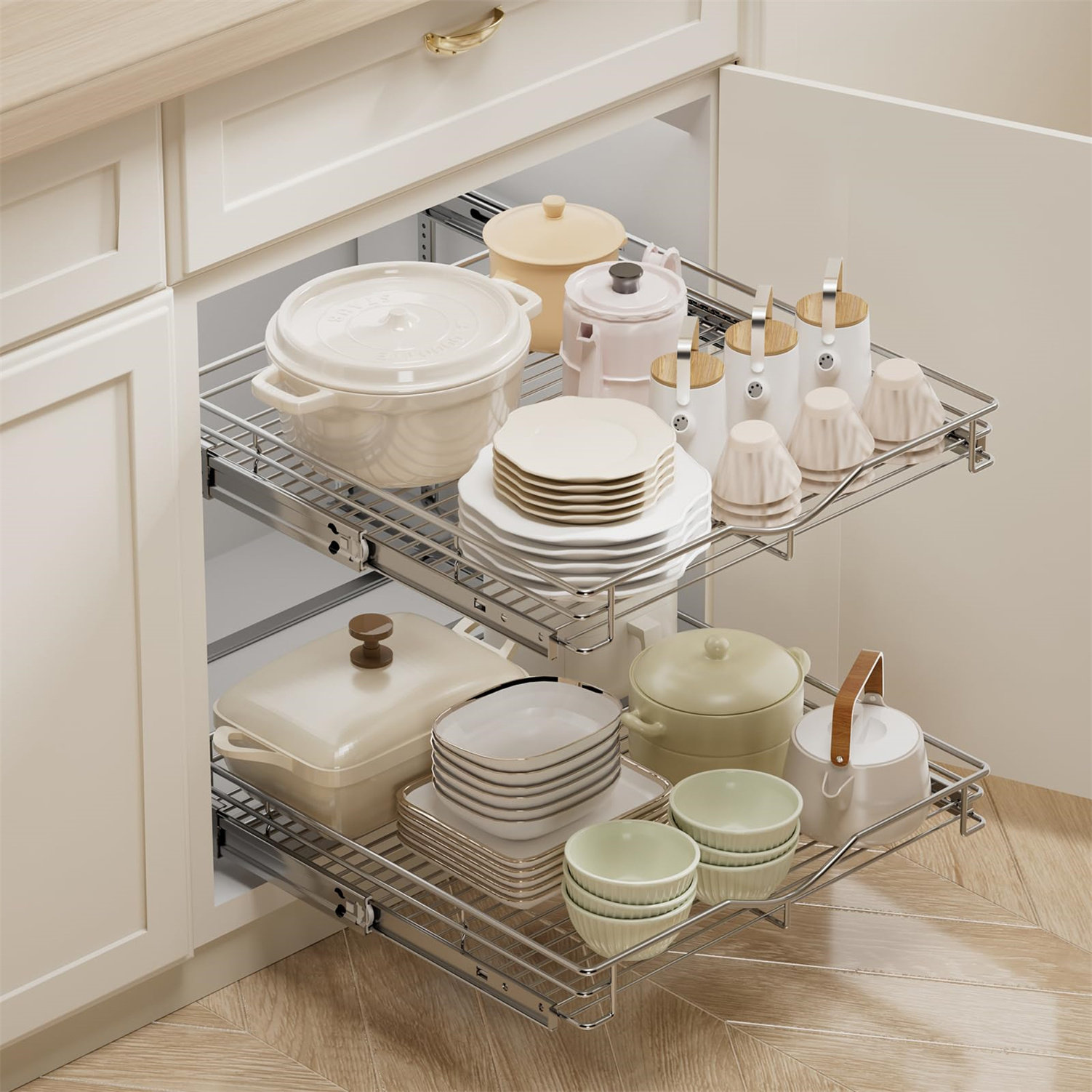 Prep & Savour Chrome Pull Out Cabinet Organizer - Adjustable, Rust ...