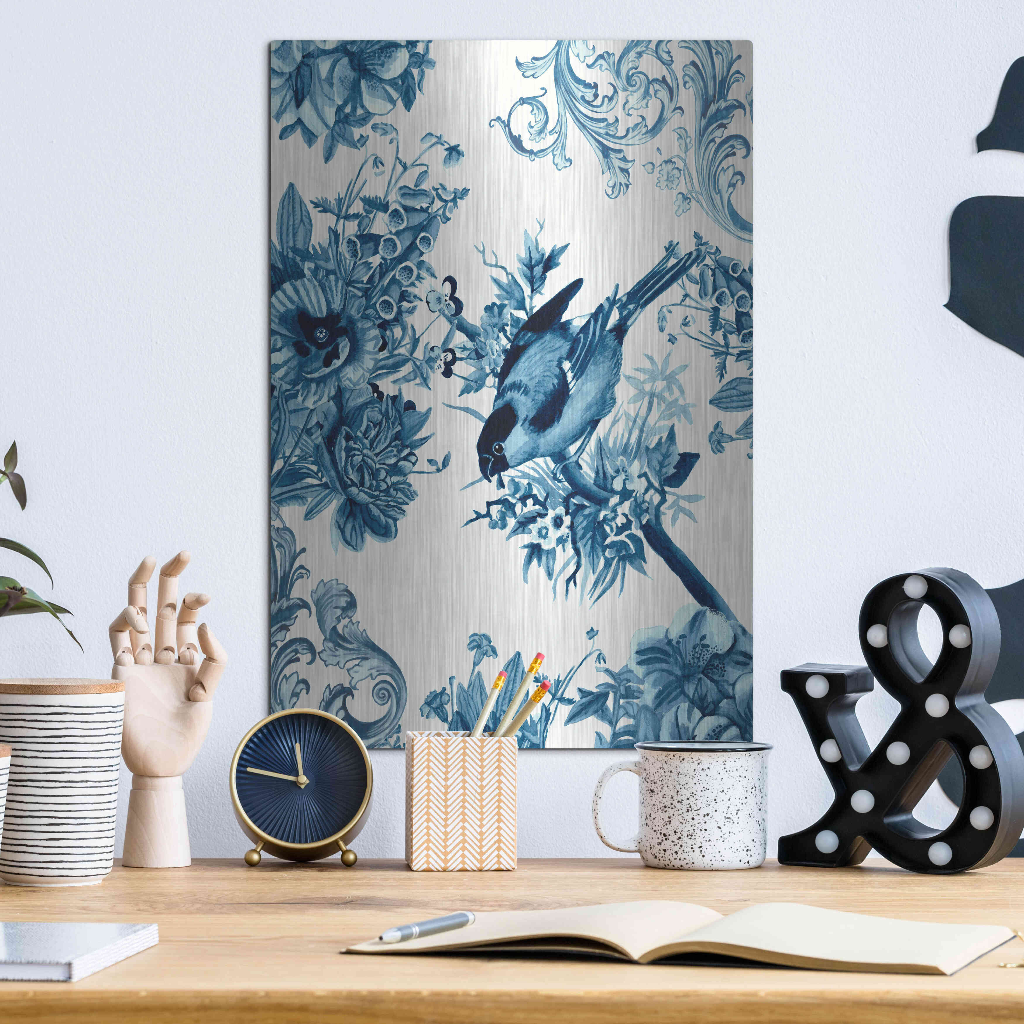 Alcott Hill® 'Bird and Branch in Indigo I' by Naomi McCavitt, Metal ...