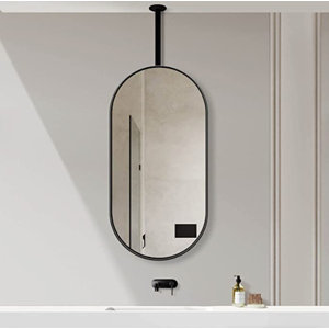 Sani Canada Black Matte Oval Metal Ceiling Mounted Mirror 20"x32" | Wayfair