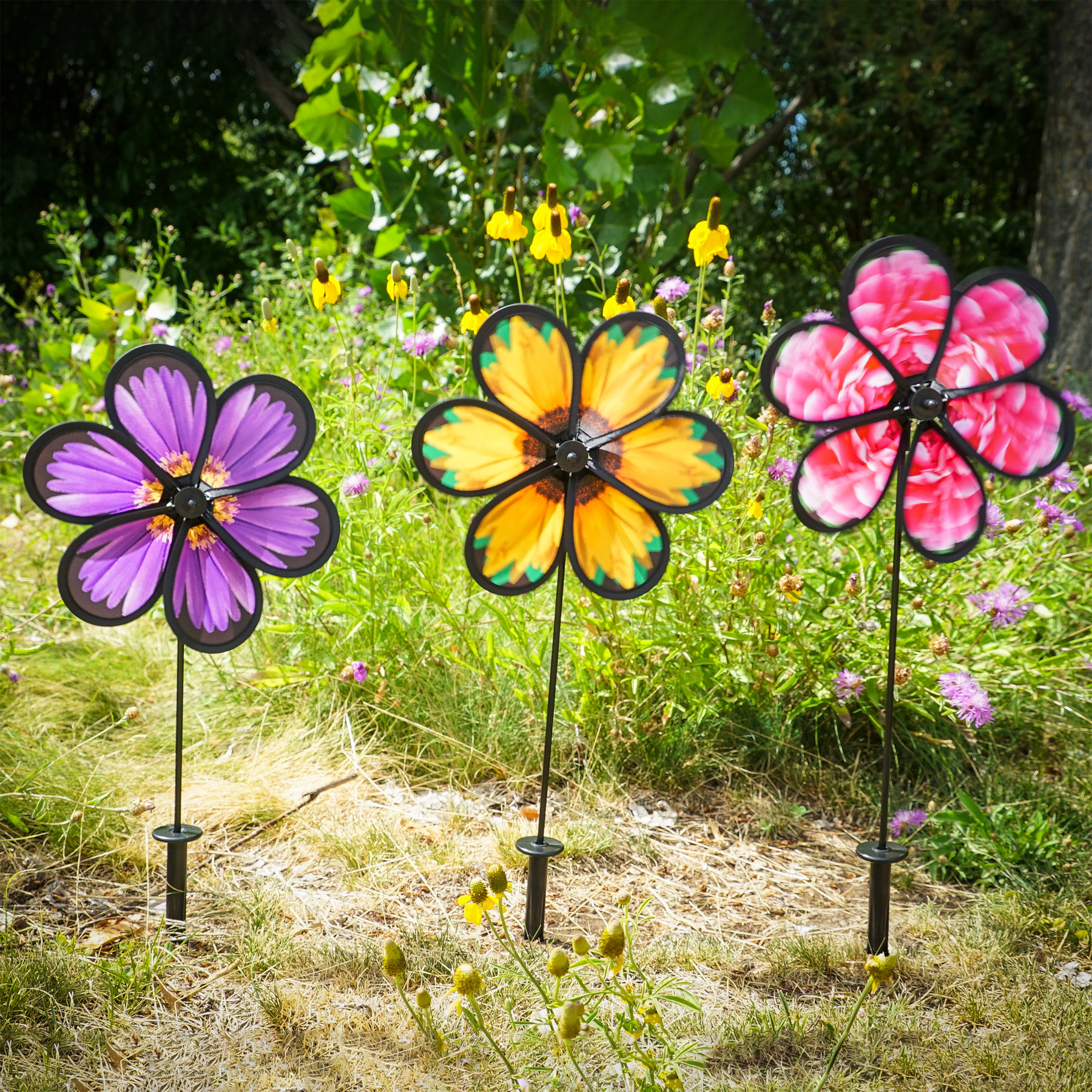 In The Breeze 10" Realistic Flower Spinners - 3 PC | Wayfair