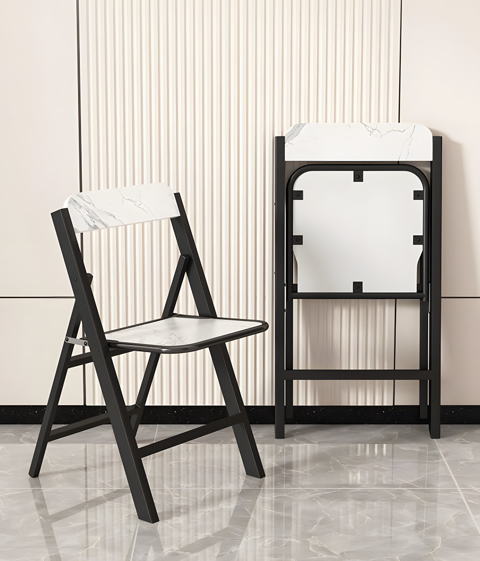 Inbox Zero Folding Chair Set Of 2, Compact Backrest Dining Chairs For ...