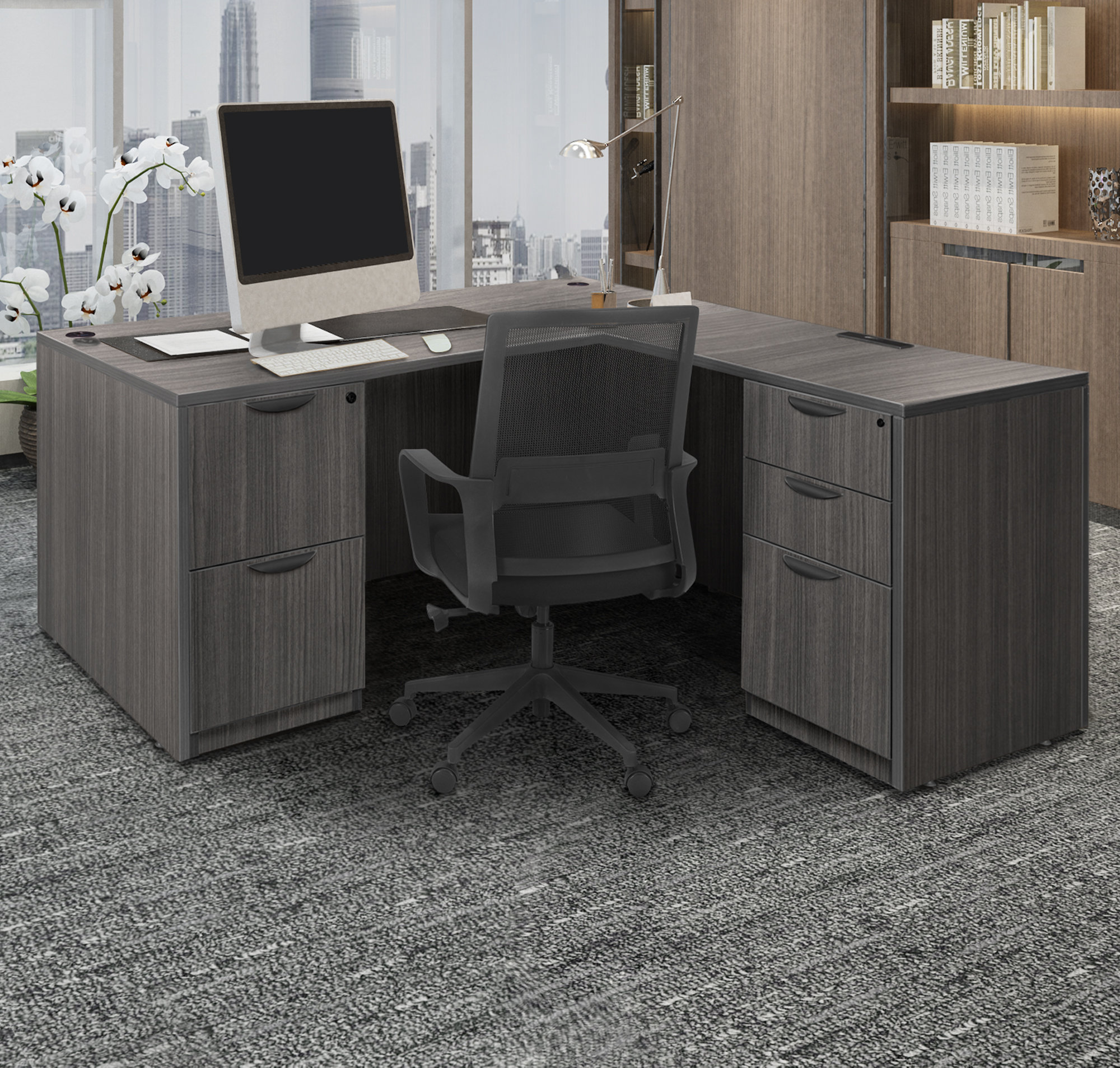 Regency Legacy L Desk with Double Full Pedestal Drawer Unit | Wayfair