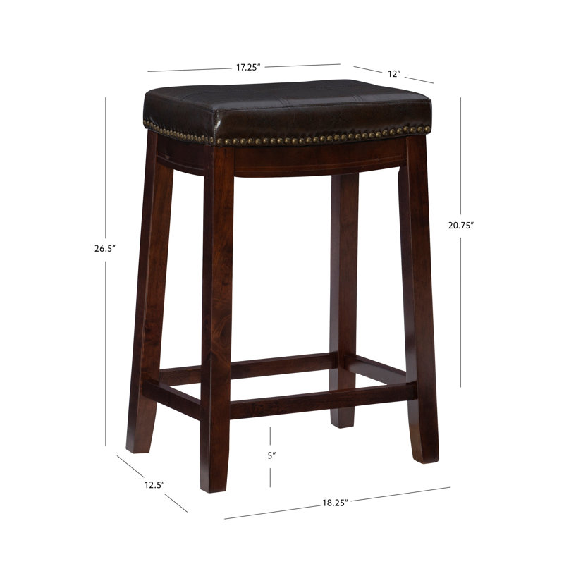 Lark Manor™ Arlyce 26.5" Solid Wood Backless Counter Stool with Vegan ...