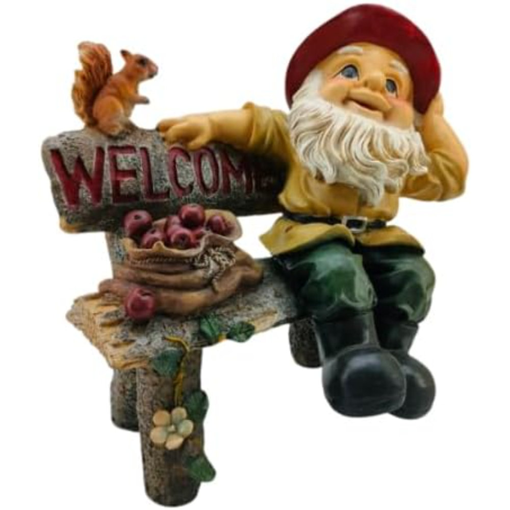 August Grove® Comfy Hour Dwarf Welcome Sign Statue For Garden ...