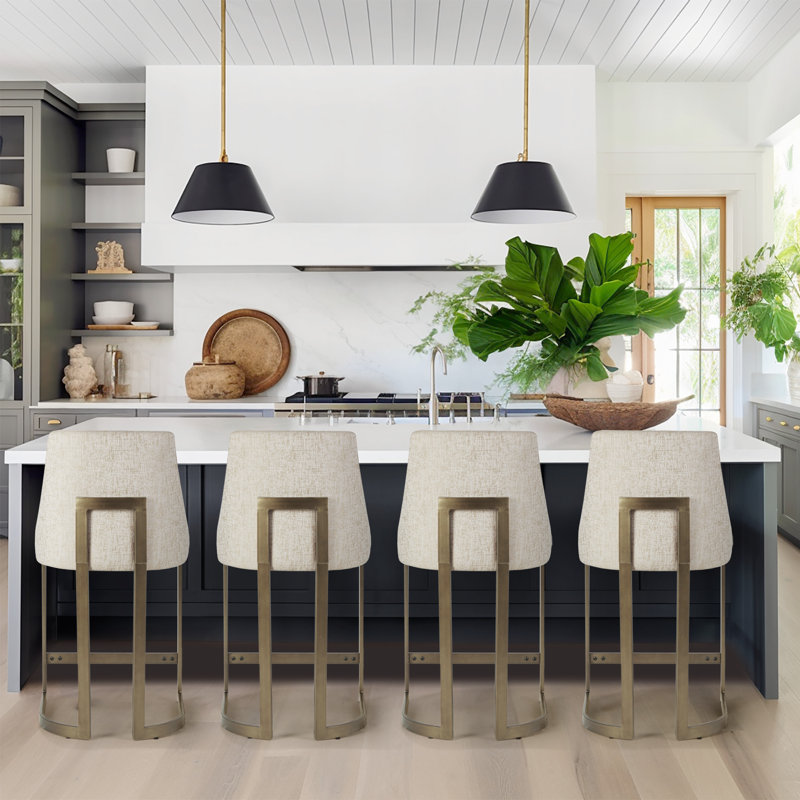 Willa Arlo™ Interiors Bryce 26"H Upholstered Counter Stool with Metal ...