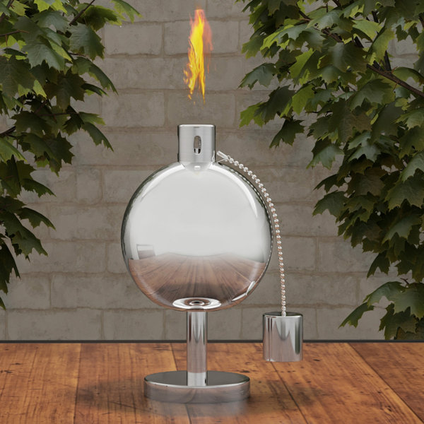 Pure Garden Tabletop Torch Lamp- 10" Stainless Steel Outdoor Fuel ...