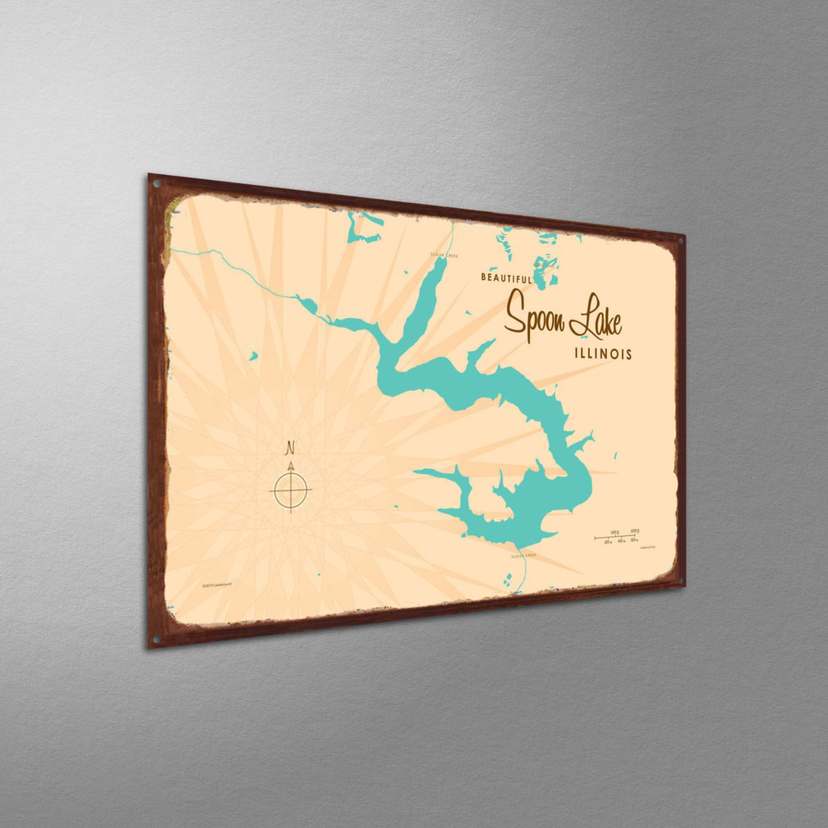 Breakwater Bay Spoon Lake Illinois Map Rustic Metal Art Print - by ...