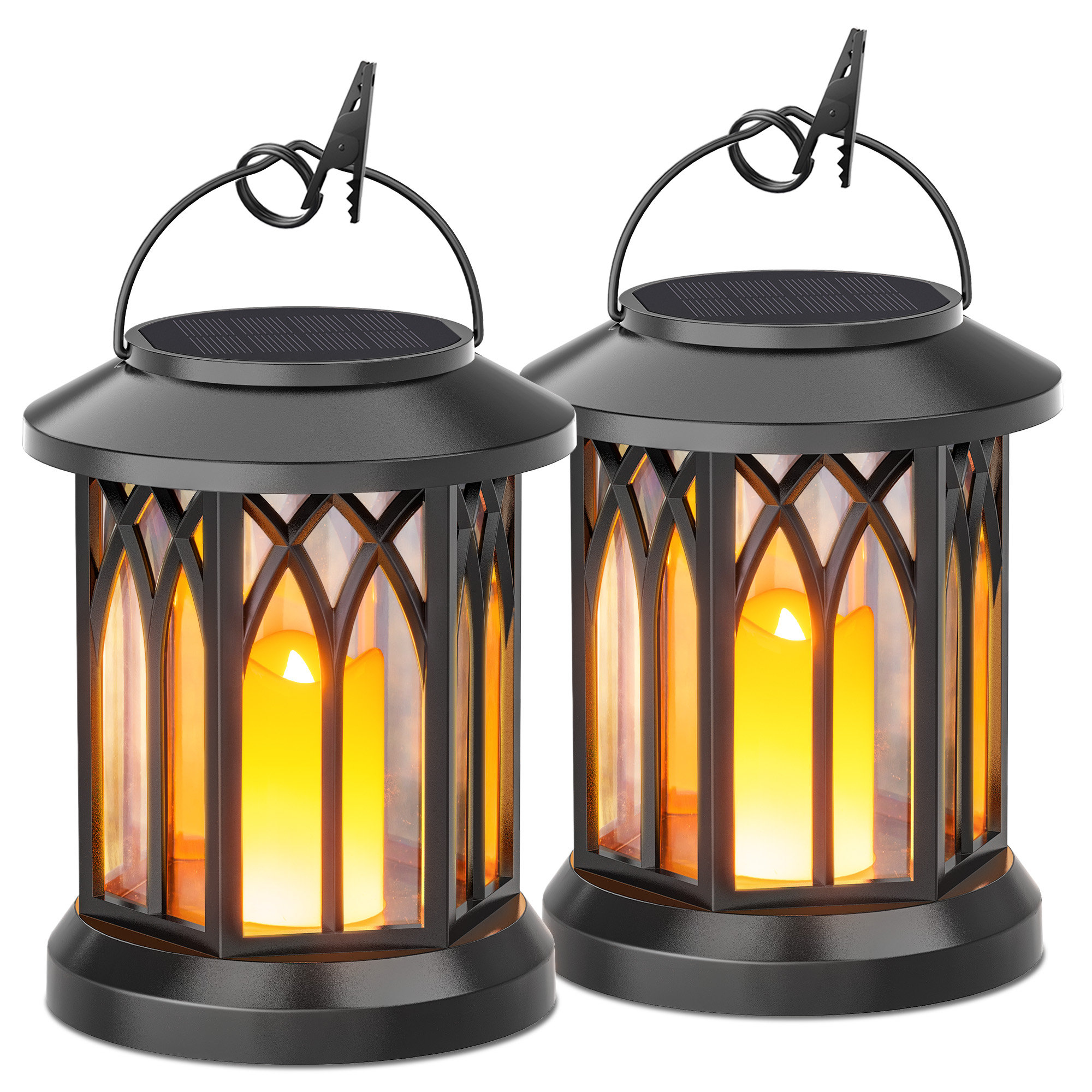KOOPER Solar Lantern Outdoor Lights, Upgraded Flickering Candle Solar ...