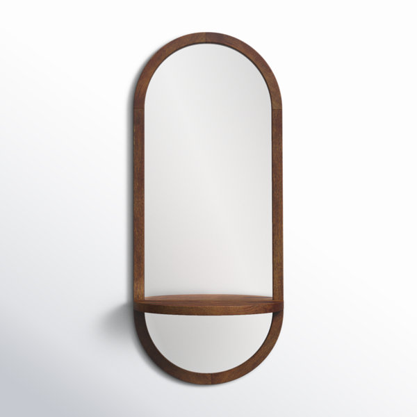 Birch Lane™ Meliora Wood Framed Capsule Mirror with Shelf & Reviews ...