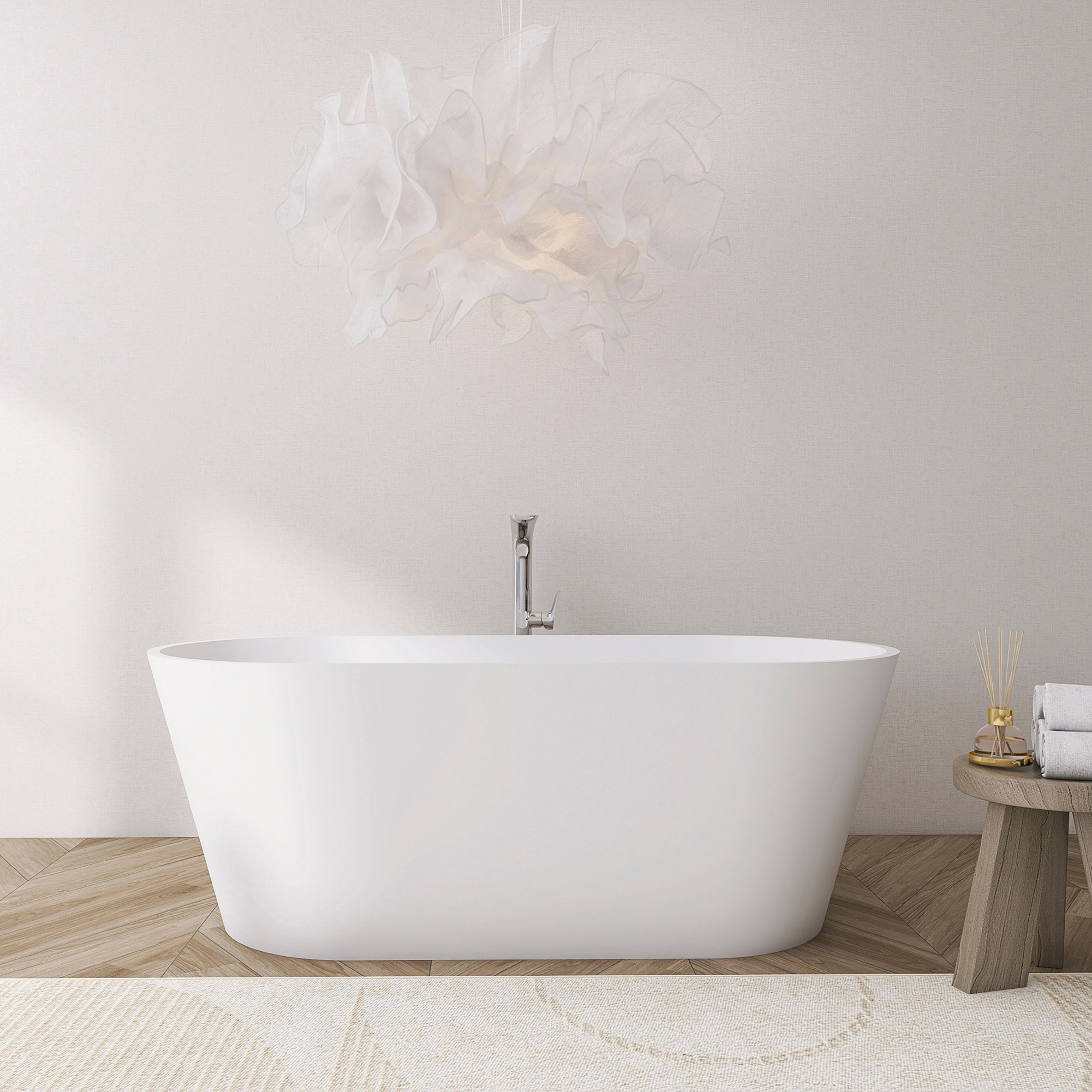LIYU 67 Inch Freestanding Solid Surface Soaking Bathtub For Bathroom ...