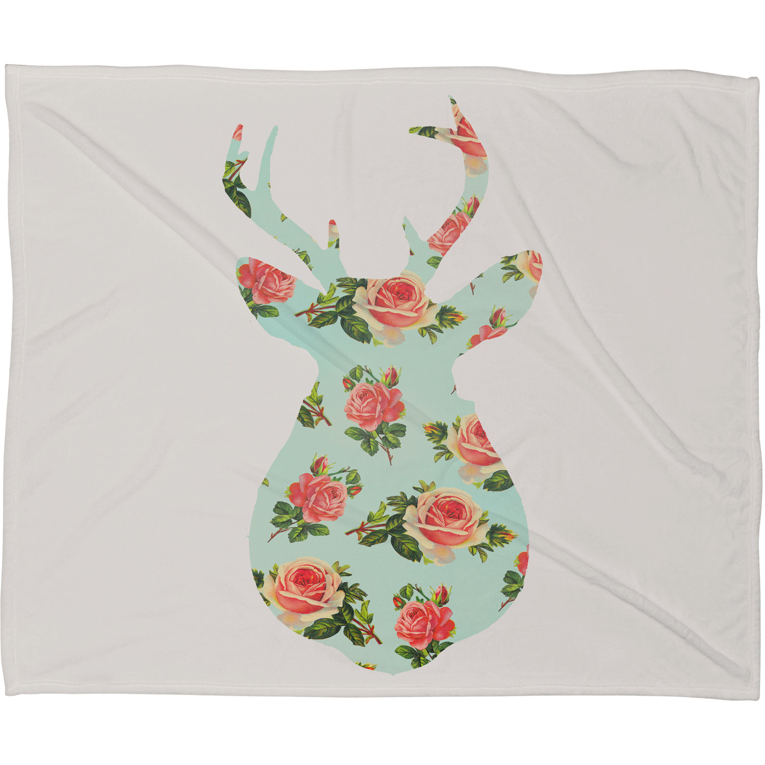 Deny Designs Allyson Johnson Floral Deer Silhouette Plush Fleece Throw ...