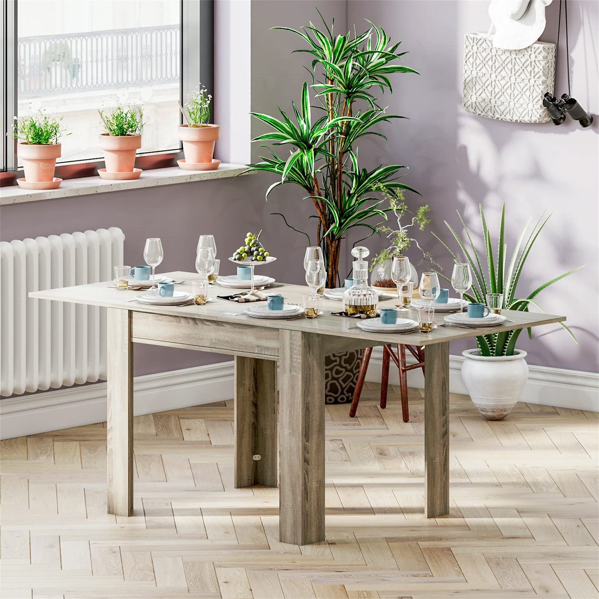 17 Stories Dining Tables, Save Space Expandable Wooden Style Table for ...