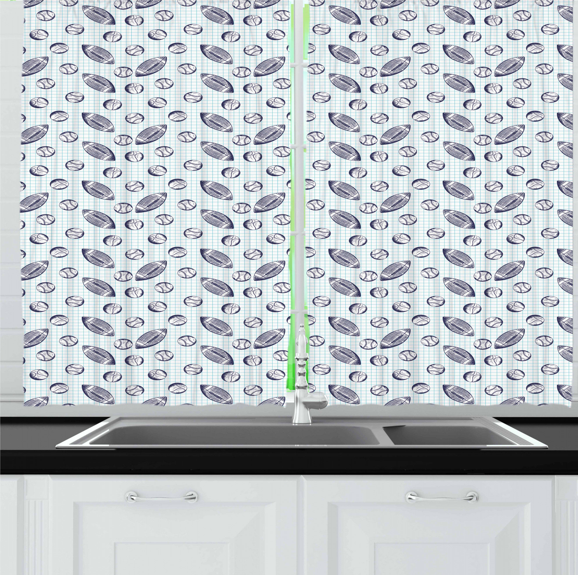 East Urban Home Baseball Kitchen Curtain | Wayfair