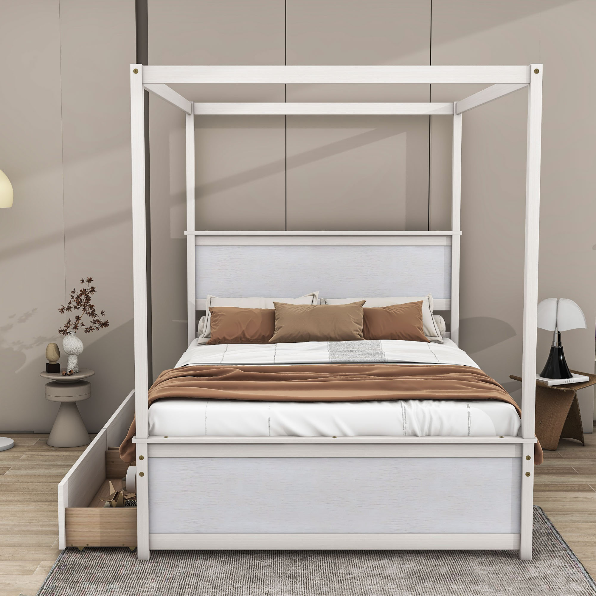 Wildon Home® Dyontae Full Size Canopy Platform Bed With 2 Drawers | Wayfair