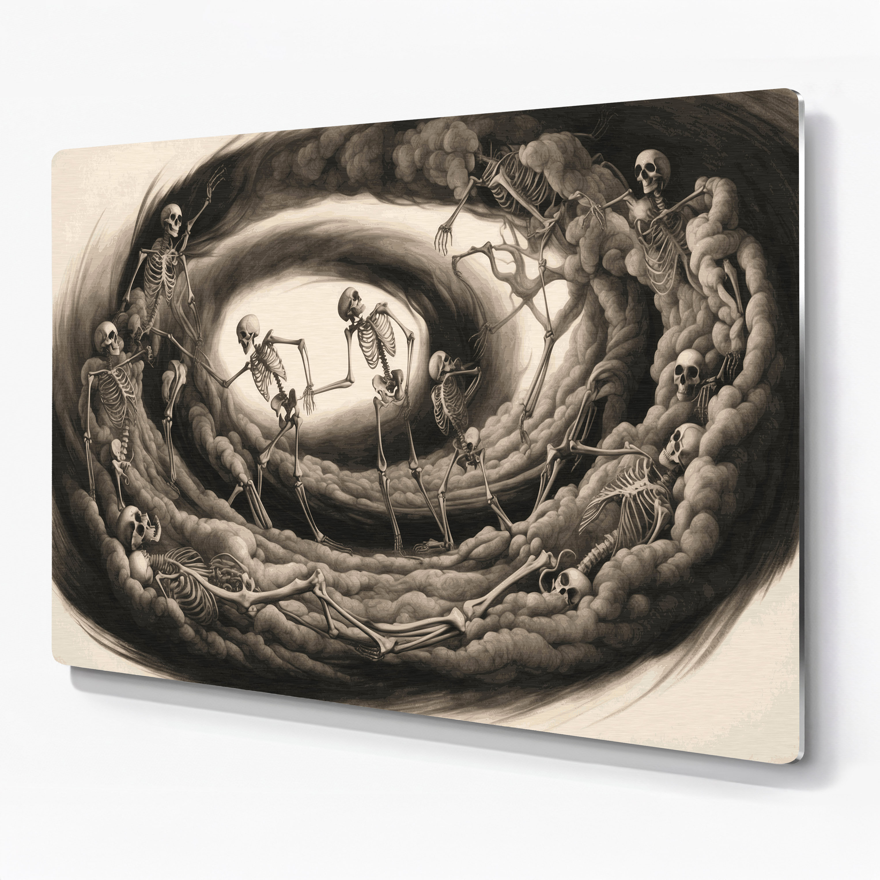 Orren Ellis Halloween Skeletons and skulls Black Metal Wall Art | Wayfair