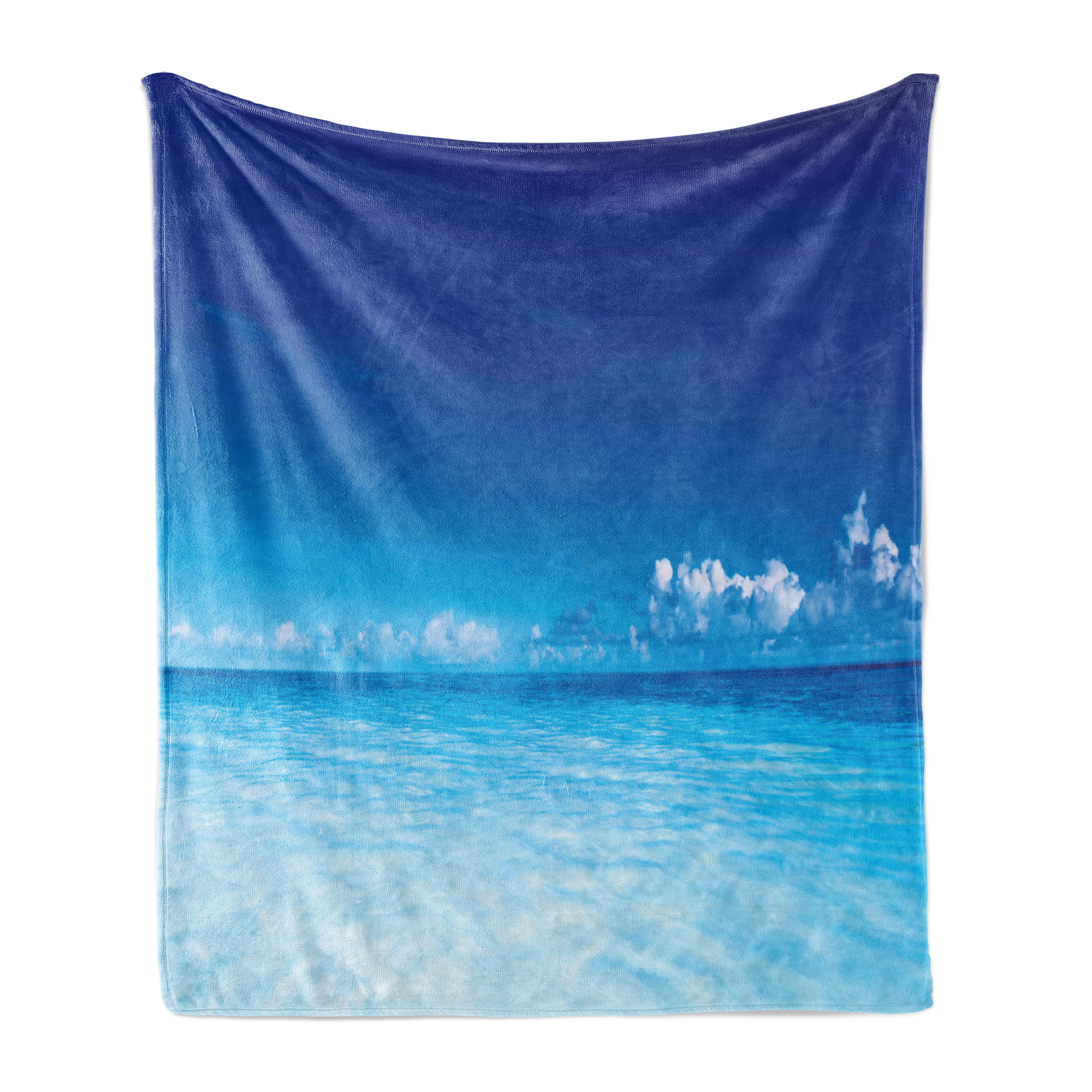 Ambesonne Blue Fleece Throw Blanket Ocean Beach Sea Scenery | Wayfair