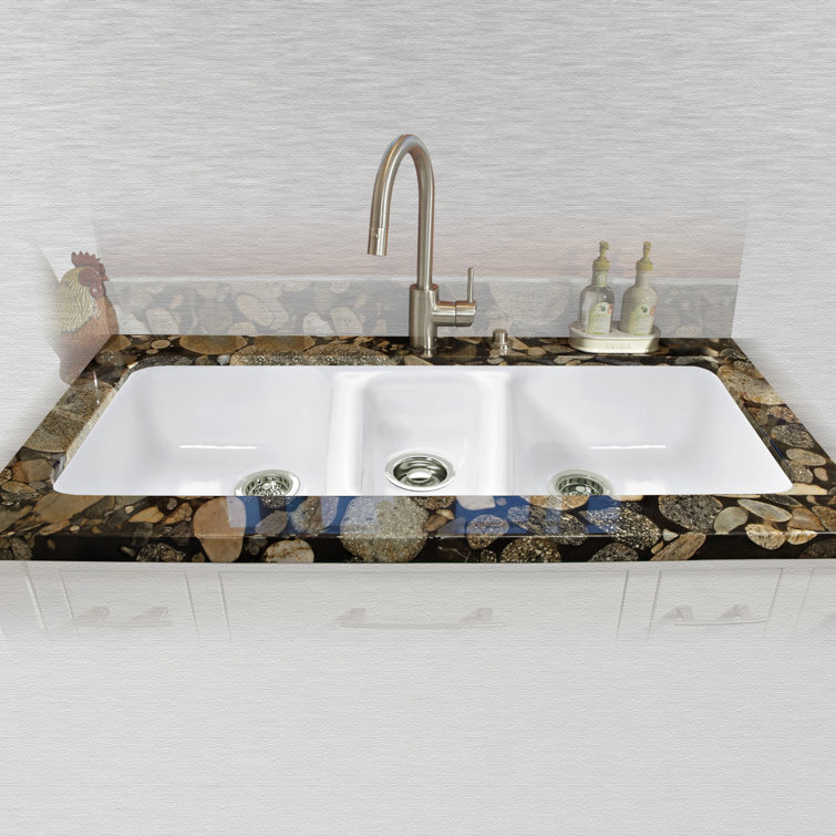 CECO Northshore 43'' L Undermount Triple Bowl Cast Iron Kitchen Sink ...