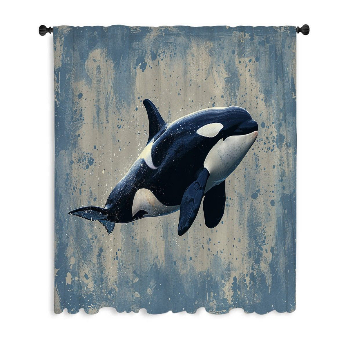 VisionDecor Orca whale Window Curtains, Marine creature Blockout ...