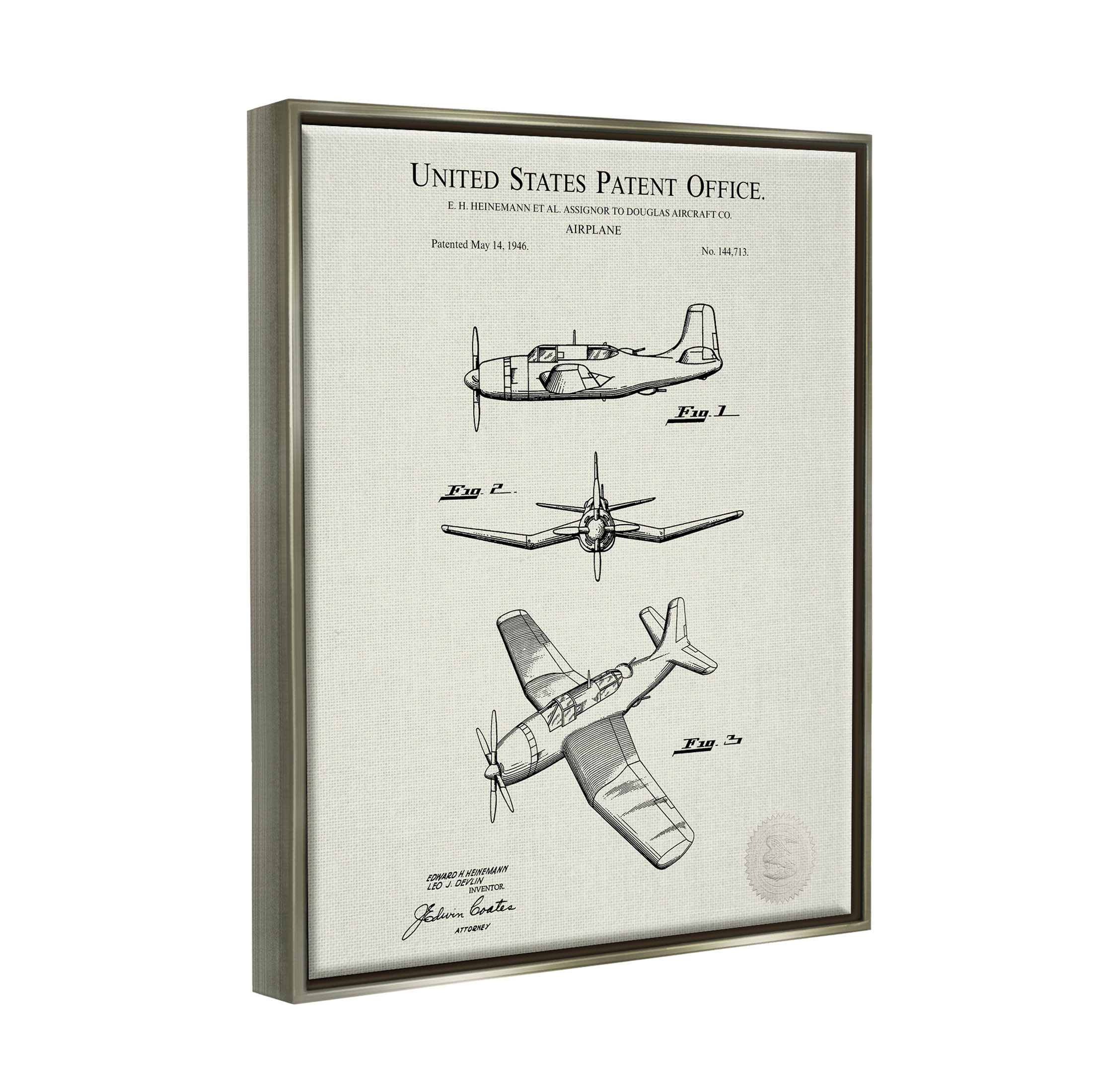 Stupell Industries Detailed Plane Aircraft Chart Framed Giclee Art By ...