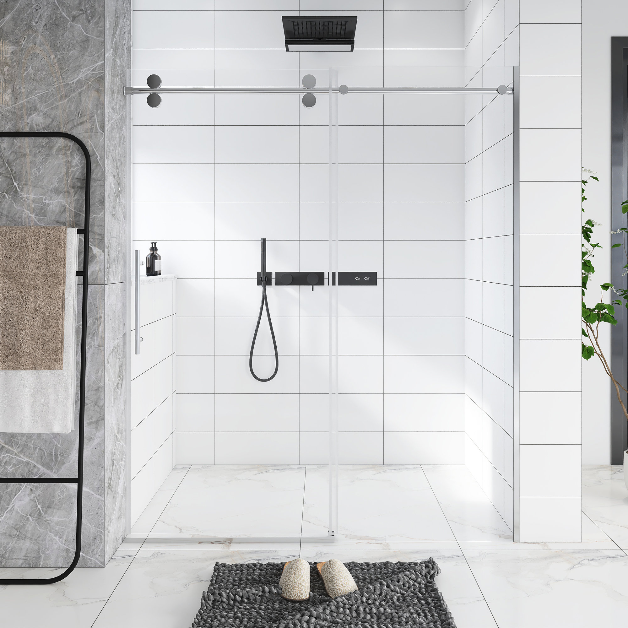TCYO Frameless Shower Door, Sliding Shower Door, With Premium 5/16"(8Mm ...