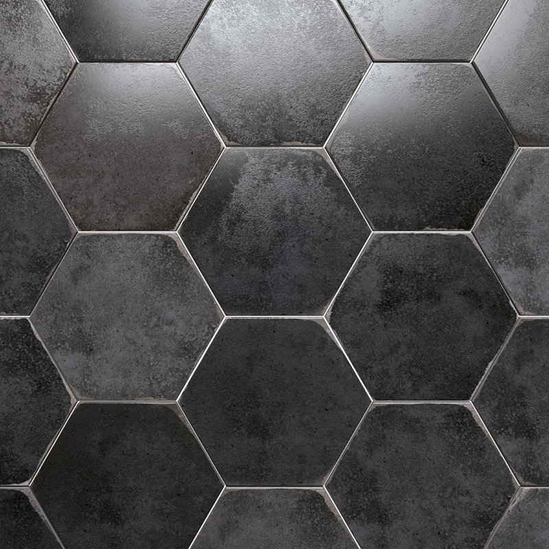 Bond Tile Mandalay Hex 9.13 in. x 10.51 in. Polished Concrete Look ...