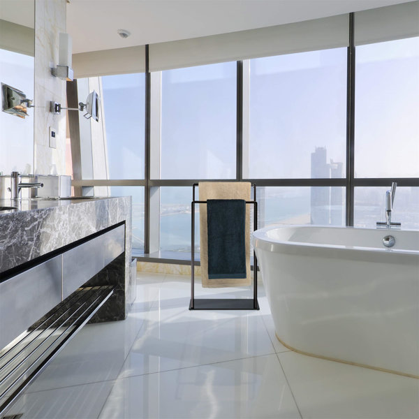Belfry Bathroom Freestanding Towel Rack, 2 Rails, Modern, Metal ...