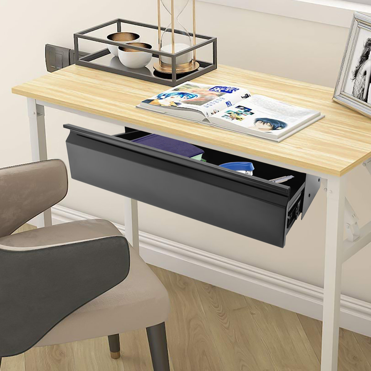 Rebrilliant Under Desk Mounted Sliding Pull-Out Drawer Storage ...