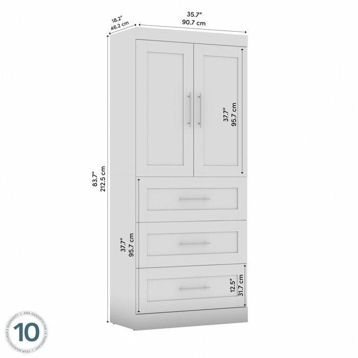 Wade Logan® Arlex 36'' Wardrobe with Drawers & Reviews | Wayfair