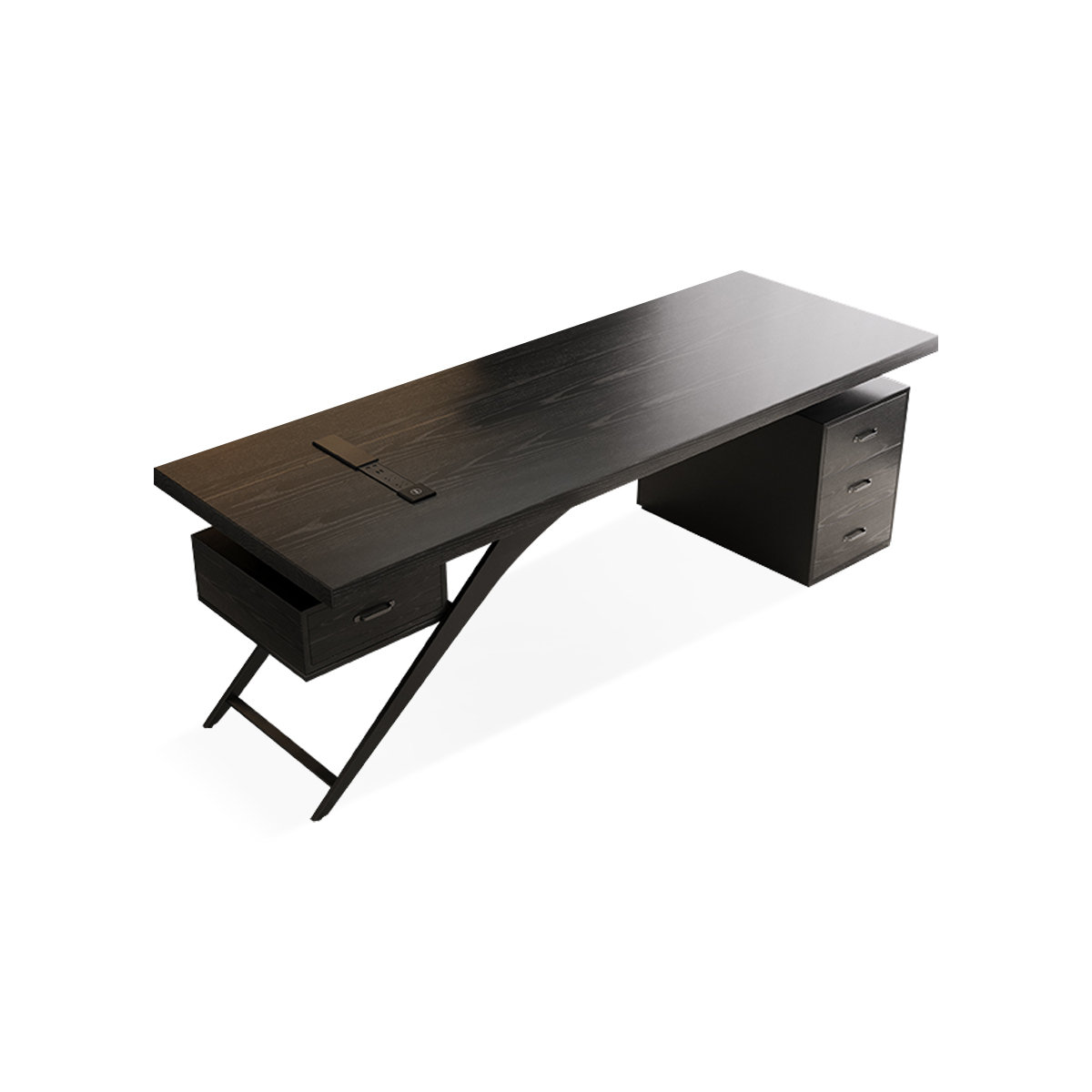 mingjingxing Black Rectangular Solid Wood with 4 drawers writing desk ...