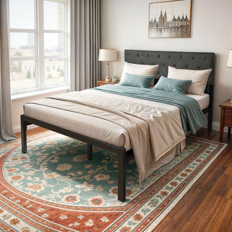 Winston Porter Harland Upholstered Metal Panel Bed | Wayfair