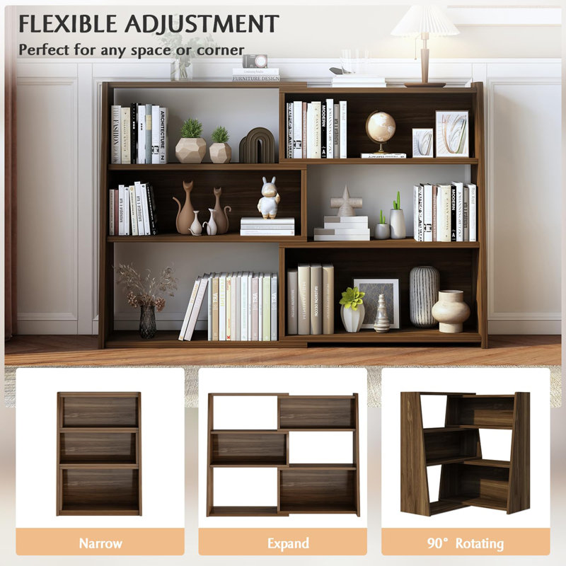 Latitude Run® Wooden Extendable Shelf Bookcase | Wayfair
